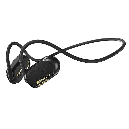 MeloAudio Open-Ear Headphones Bluetooth Earbuds, Running Headphones with Noise Cancellation Mic, Bass Up, Waterproof, Secure Fit, Super Lightweight Wireless Headphones for Gym, Workout, Sports