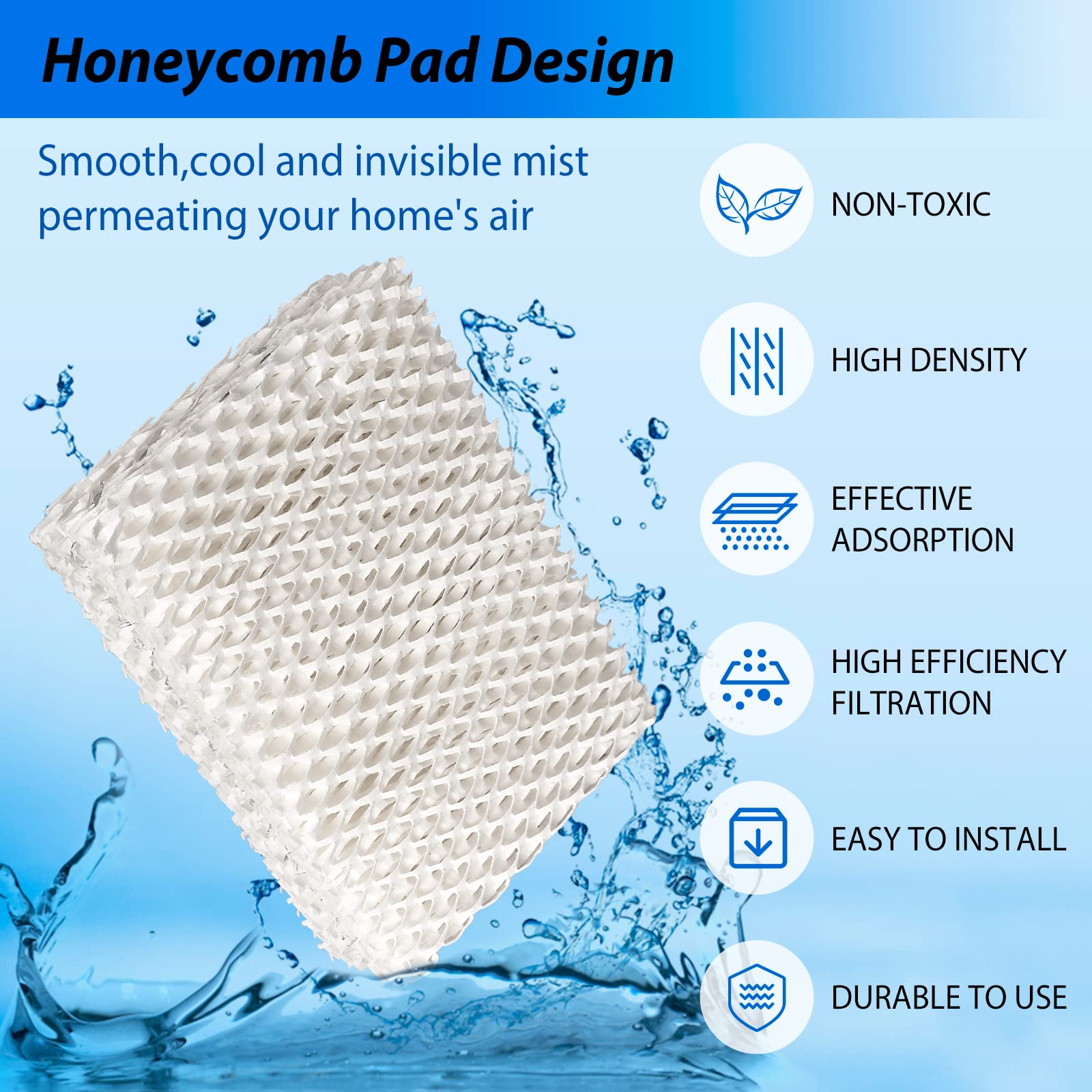 Jowlawn Humidifier Filter Replacement- 4 Pack WF813 Humidifier Wick Filter Compatible with Equate EQ 2119-UL, Relion RCM-832 RCM-832N, ProCare PCCM-832N Cool Mist Humidifier Filters