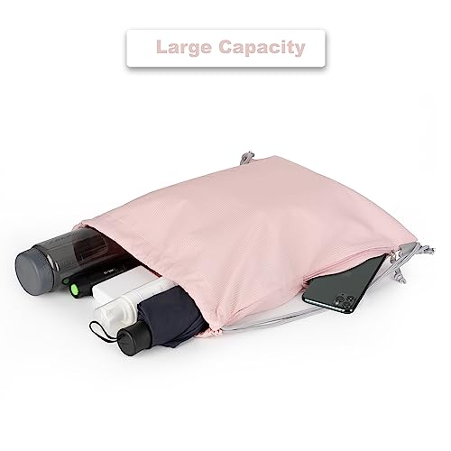 Lily queen Drawstring Backpack Sports Gym Bag Swim Bag With Zipper Pocket (Pink)