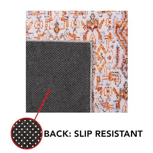 SAFAVIEH Tucson Collection Area Rug - 8' x 10', Beige & Rust, Boho Design, Non-Shedding Machine Washable & Slip Resistant Ideal for High Traffic Areas in Living Room, Bedroom (TSN166B)