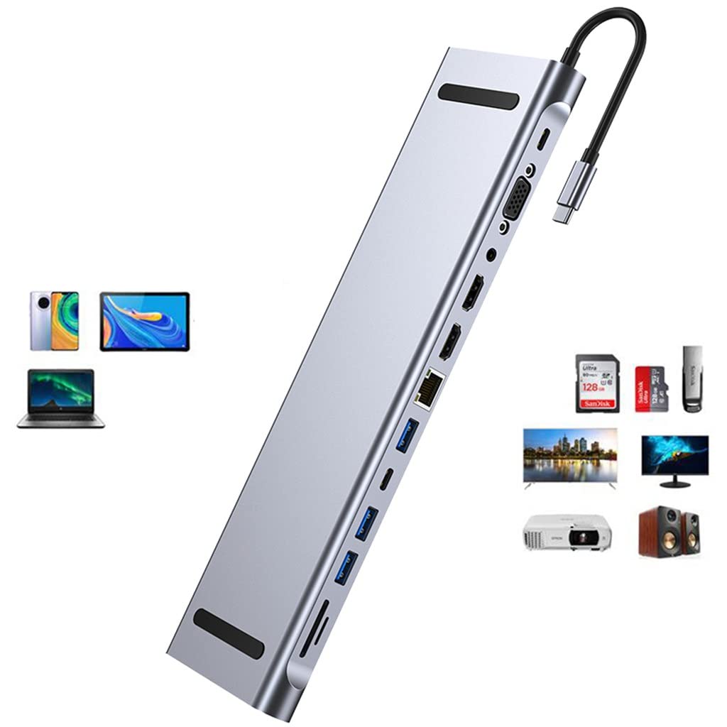 GXBPY USB HUB 3 0 Type C 4K Compatible TV Monitor Video Converter RJ45 Ethernet SD TF Card Reader PC