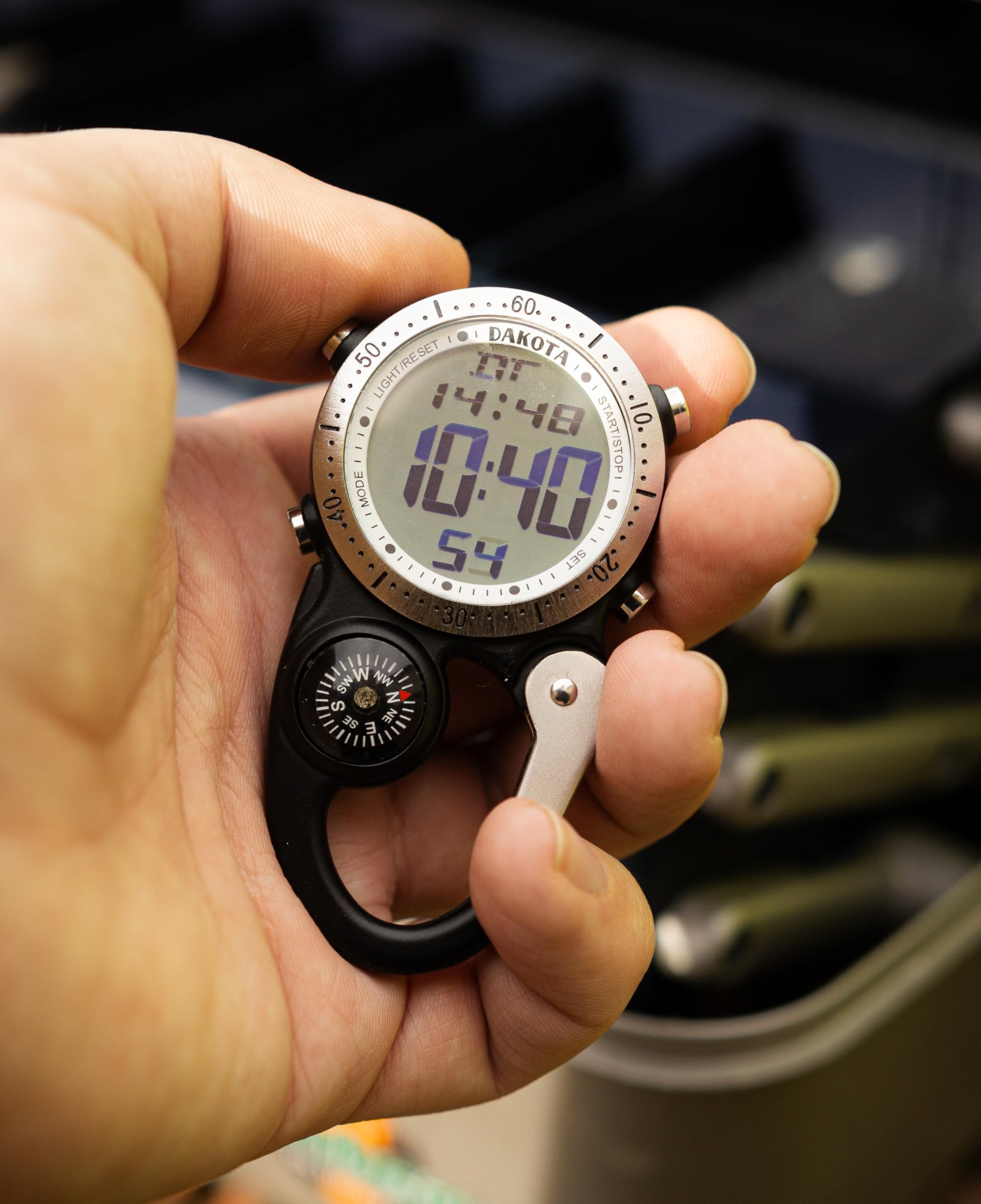 Dakota Digital Backpacker Clip Watch, Alarm, Stopwatch, Timer and Dual Time, Outdoor Gifts for Men and Women, Tactical Digital Watch