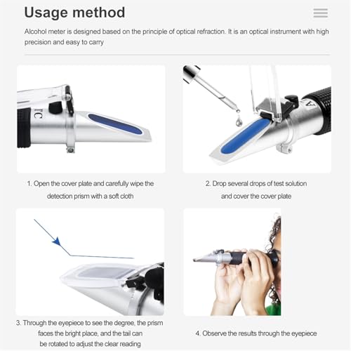 KYKYK Refractometer, Handheld Car Battery Automobile Refractometer 4 in 1 Engine Fluid Glycol Antifreeze Freezing Point Tester for Fruit, Homebrewing, Juice, Vegetables
