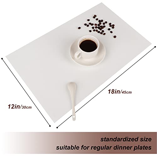 YeaBerr Placemats, Waterproof Placemats Set of 4 for Dining Table Washable Woven Vinyl Non-Slip Table mats Heat-Resistant Wipeable PP Place Mats for Indoor & Outdoor, Easy to Clean, White