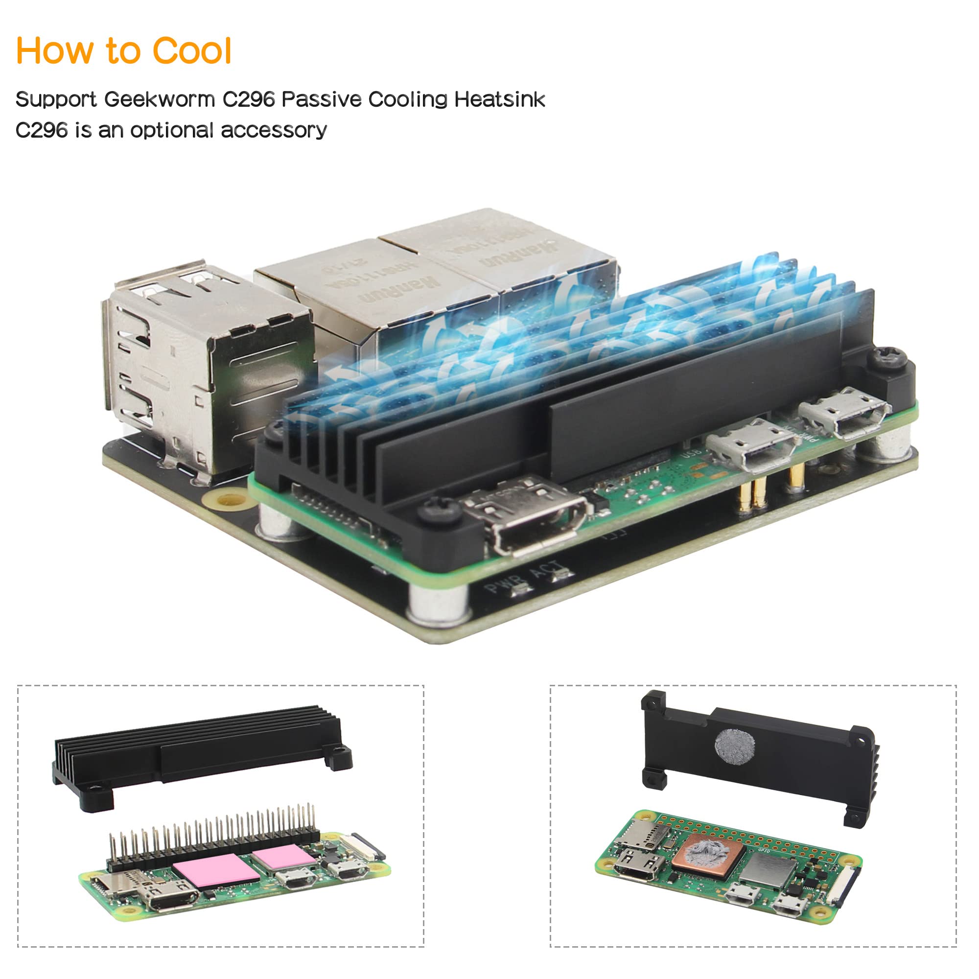 Geekworm Raspberry Pi Zero 2 W Soft Router Dual 100M Ethernet Expansion Board X305 & USB HUB for Raspberry Pi Zero 2W/Zero W(Not Include Raspberry Pi)
