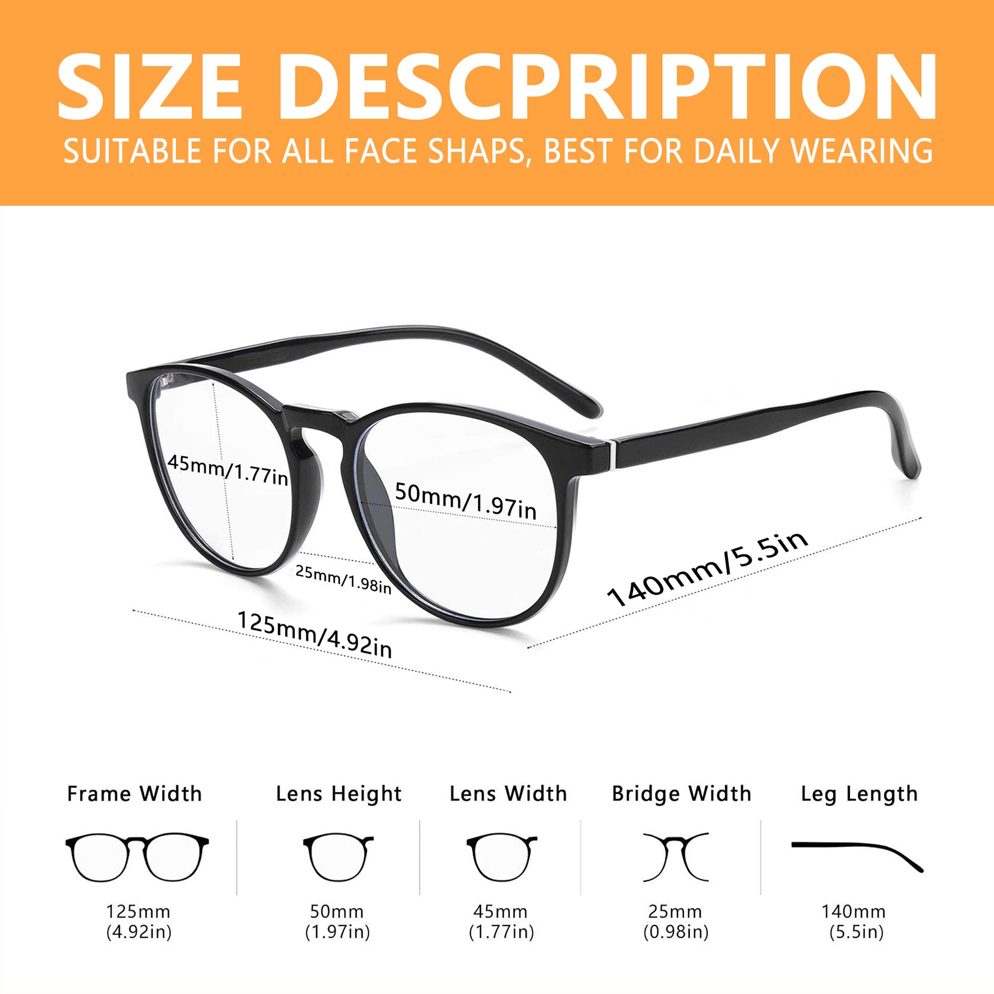Dalfand Blue Light Blocking Glasses - Women/Man 3Pack Round Frame Computer/Reading/Gaming Blue Light Glasses Non Prescription (black+touming+douhua)