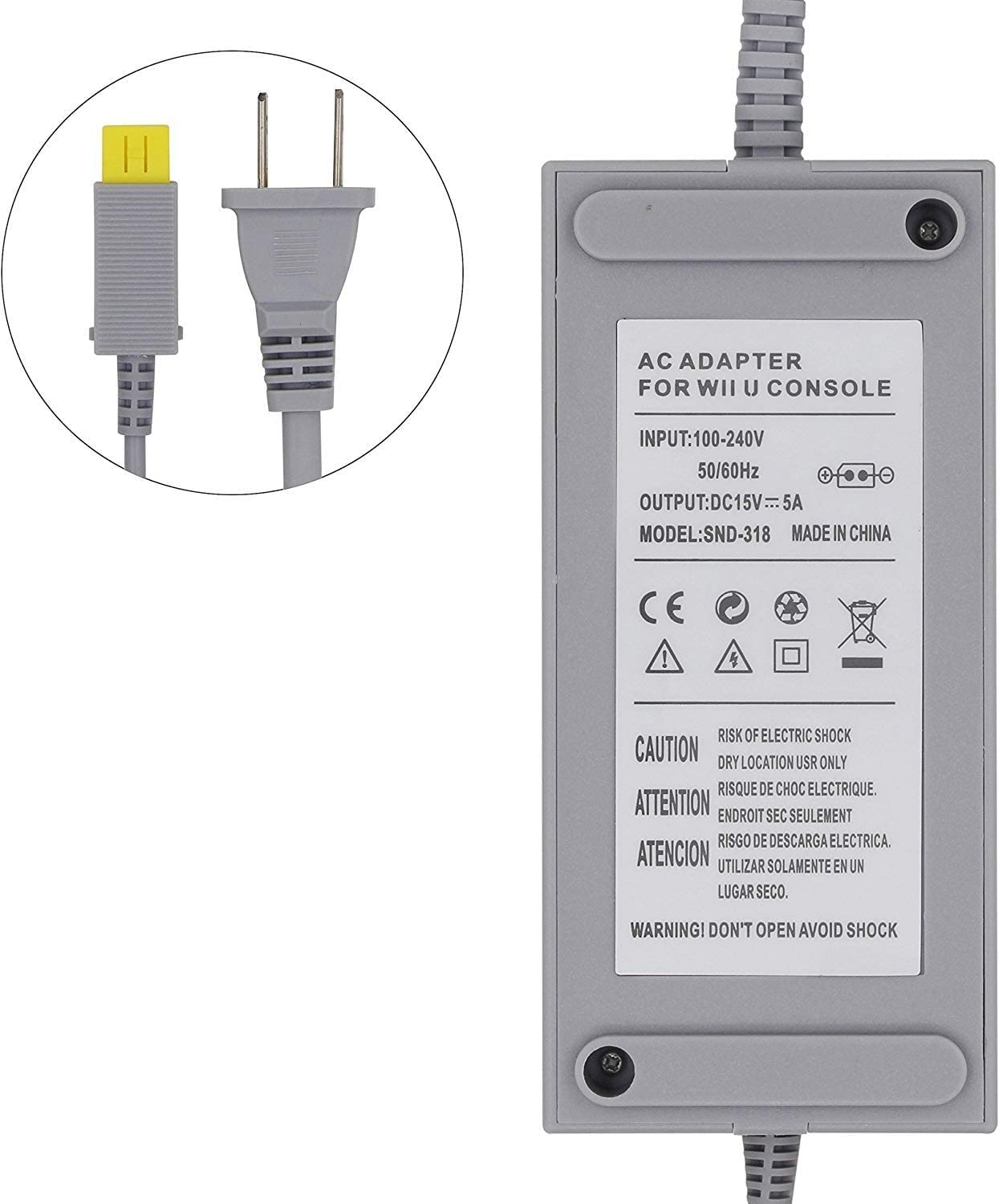 Console Charger for Wii U, AC Adapter Power Supply Replacement for Nintendo WiiU Console (Not Compatible with Nintendo Wii)