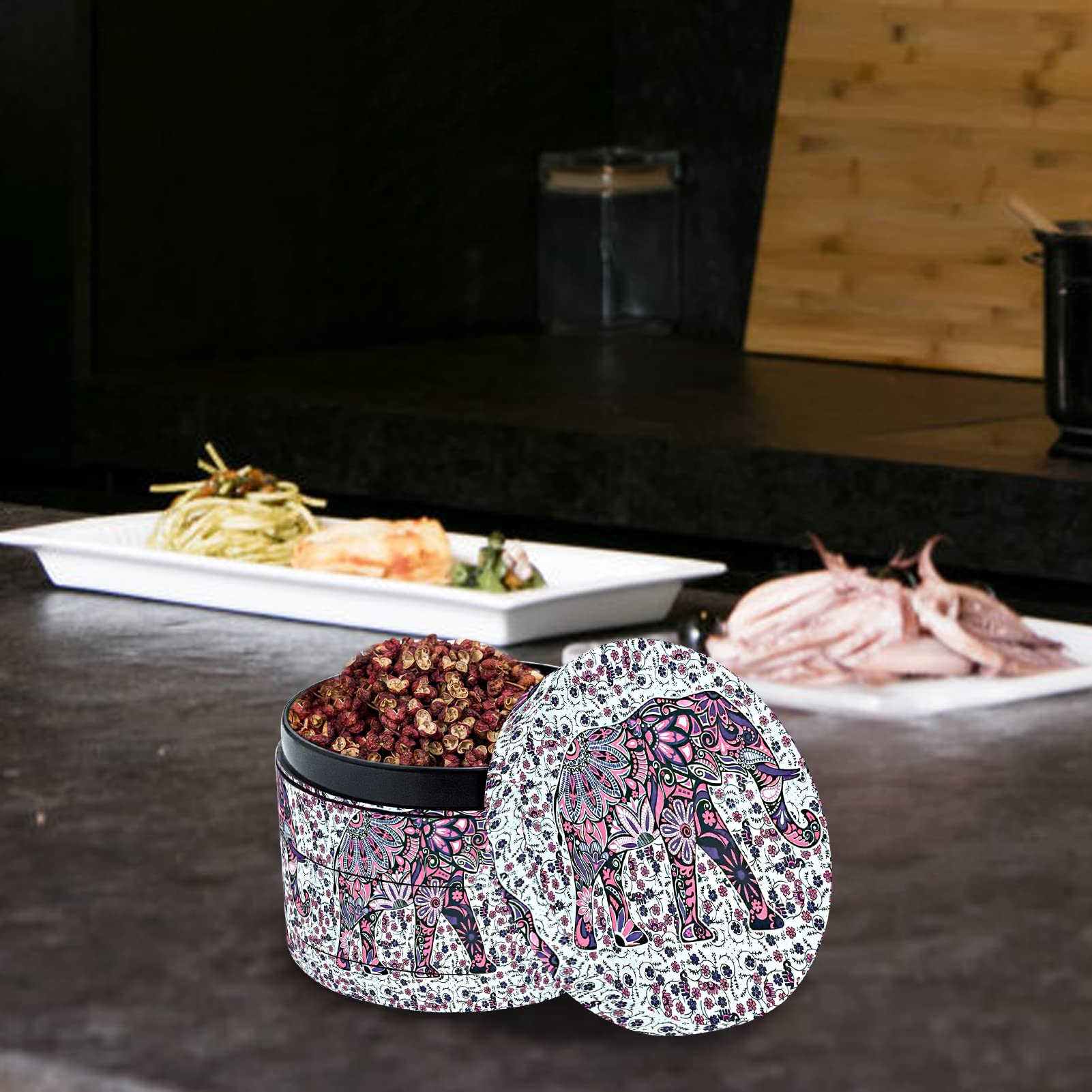VRUPINZE 2.5 Inch Boho Grinder, Large Spice Grinder(Colorful Elephants Pattern)