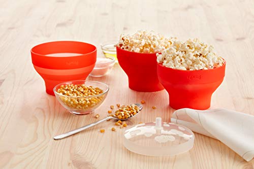 Lékué Mini Microwave Popcorn Maker, Set of 2, Red