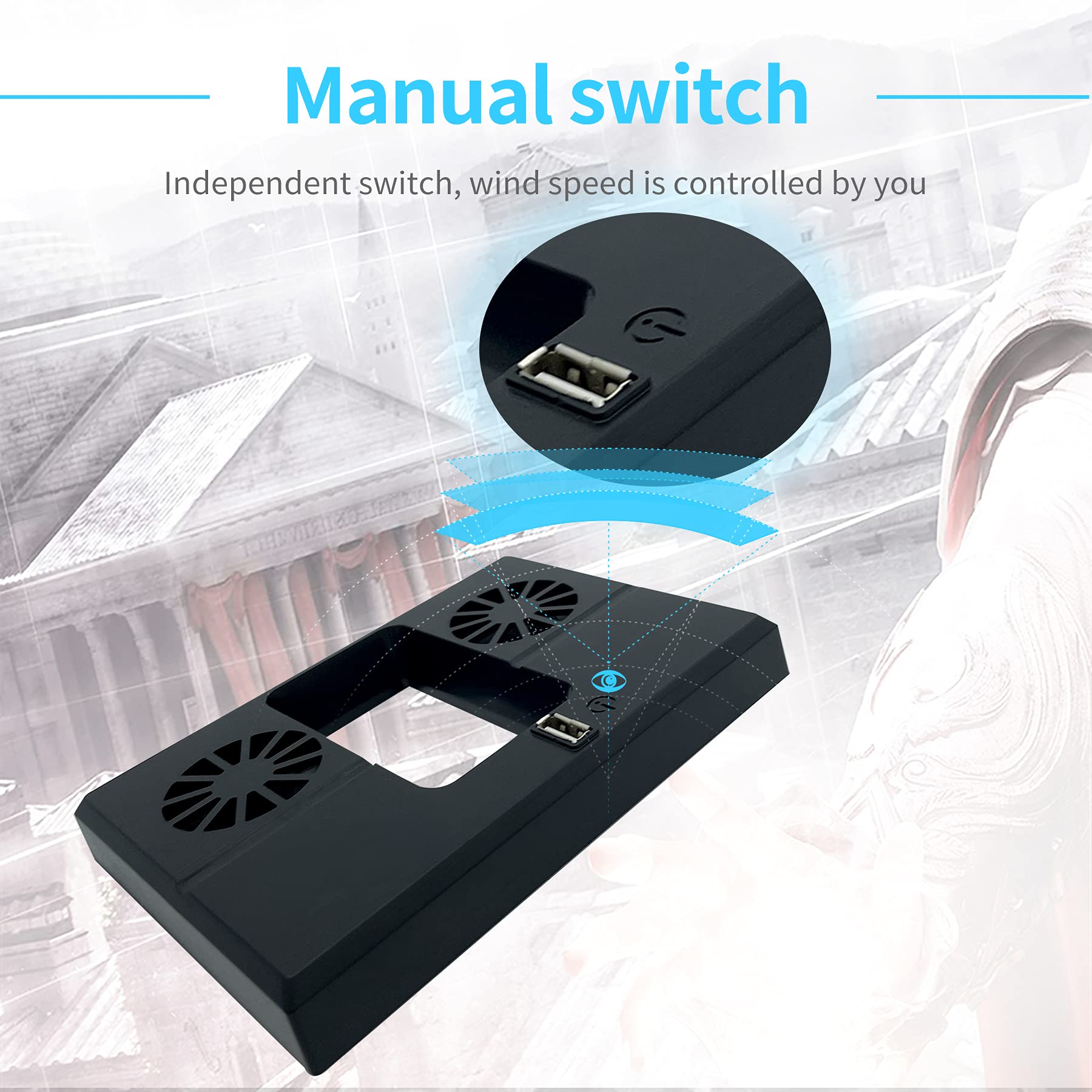 Console Cooling Fan Compatible for Xbox Series X USB External Cooler Turbo Temperature Control Fan Console Cooling System for Xbox Series X