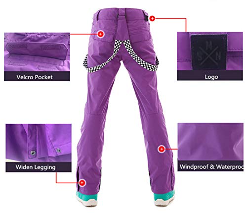 Colorful Ski Jacket Women Waterproof Insulated Pants Set Warm Snowboard Bib Suit