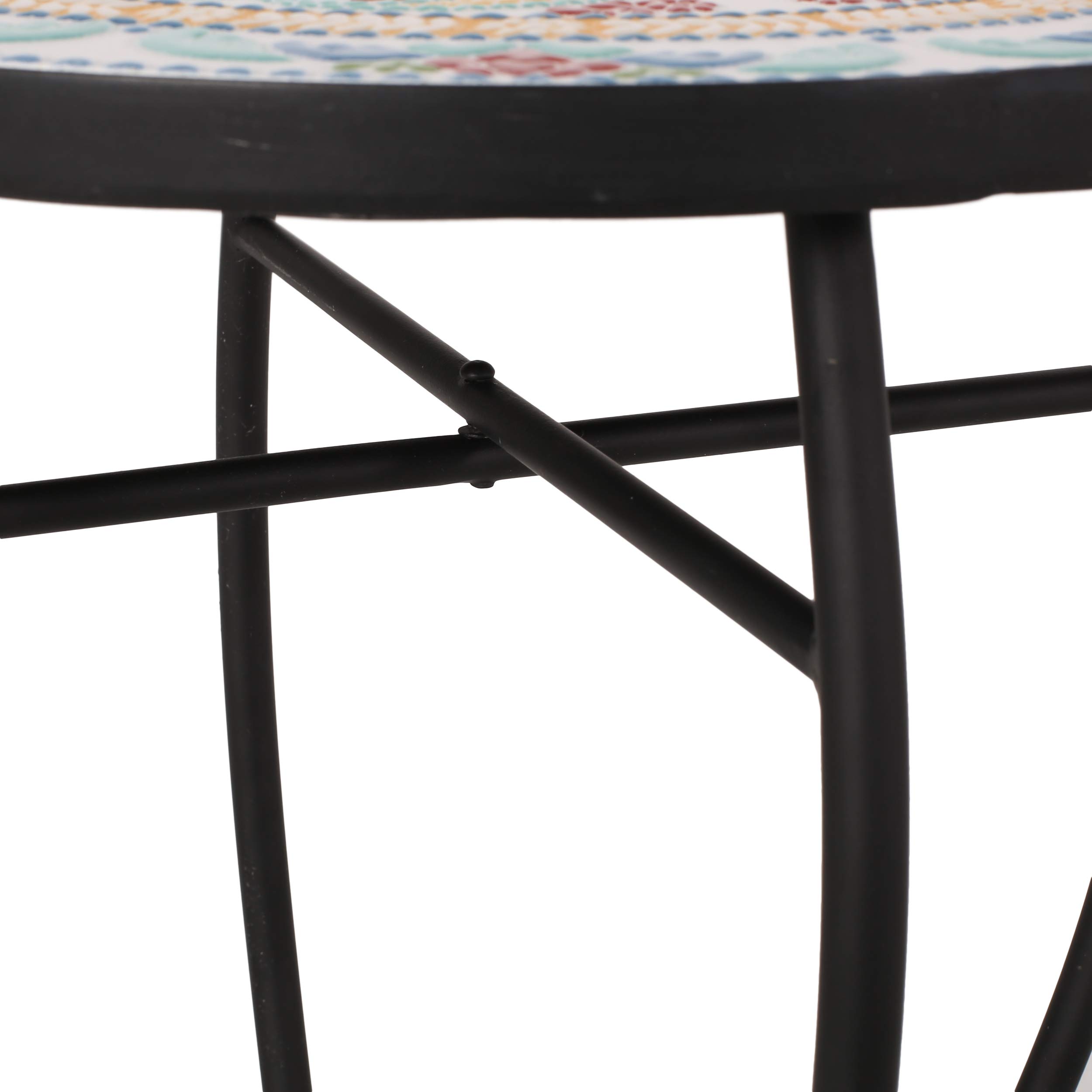 Christopher Knight Home Jimmy Outdoor Side Table with Tile Top, Yellow, Red, Black