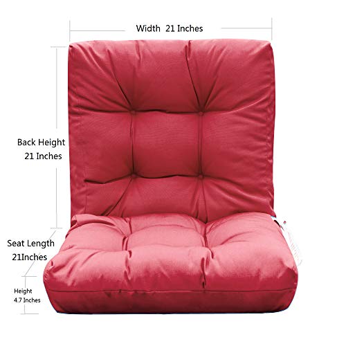 QILLOWAY Outdoor Seat/Back Chair Cushion Tufted Pillow, Spring/Summer Seasonal Replacement Cushions - Set of 2 (Red)