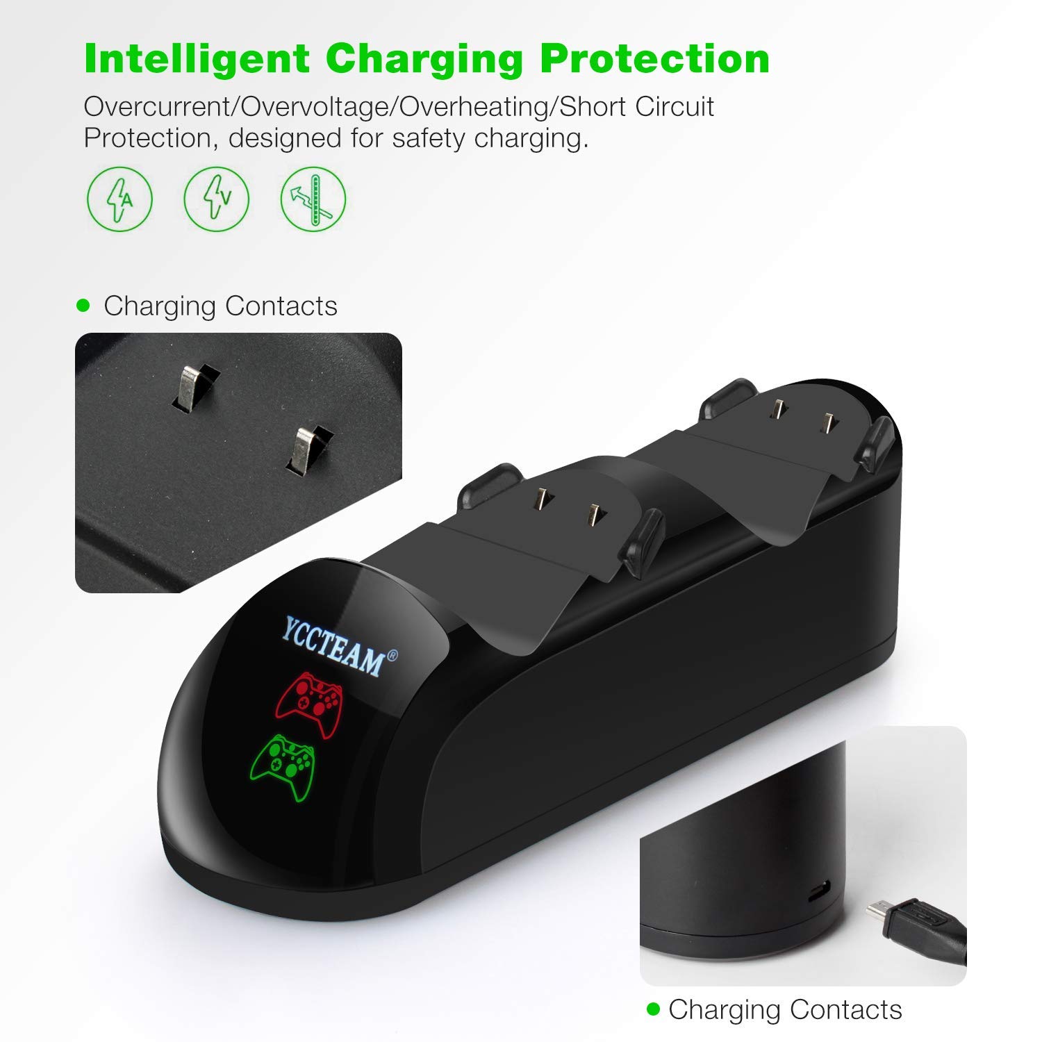 Controller Charger Station for Xbox One/One S/One Elite Controller, YCCSKY Xbox One Charging Station with 2 Pack 1200mAh X-Box One Rechargeable Battery