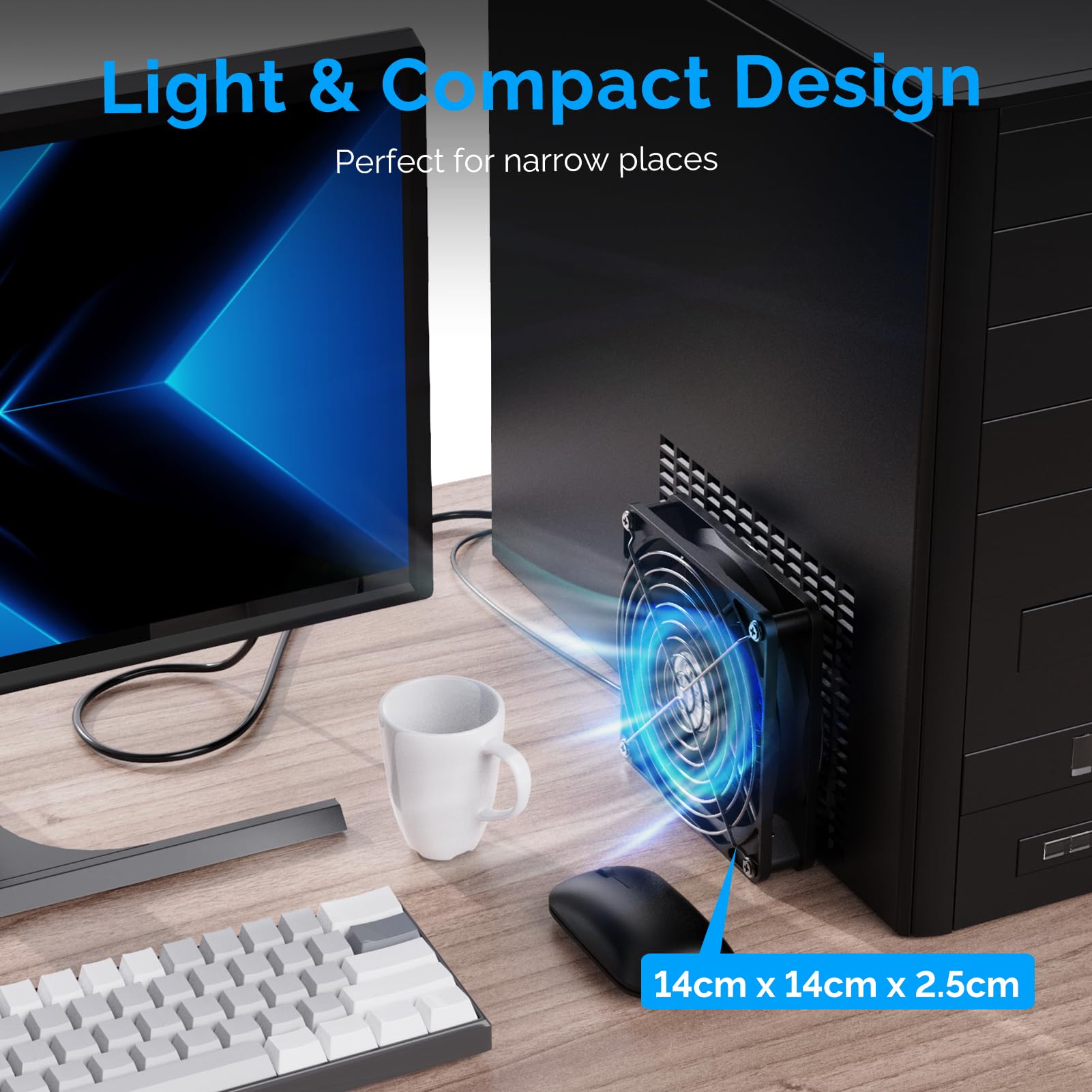 ELUTENG USB Cooling Fan 140mm Quiet USB Computer Fan 5V USB Ventilation Fan 3 Speed Control for Receiver DVR Playstation Xbox Computer Cabinet Cooling 140 x 140 x 25mm