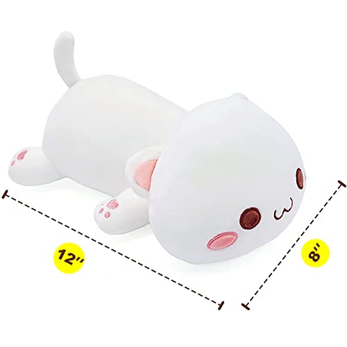 Onsoyours Cute Kitten Plush Toy Stuffed Animal Pet Kitty Soft Anime Cat Plush Pillow for Kids (White A, 12")