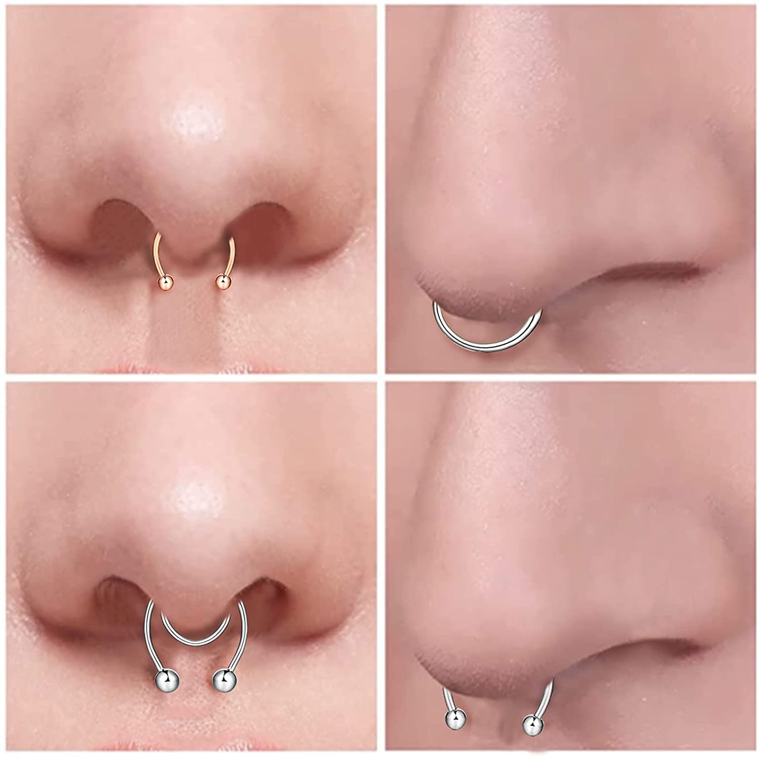 D.Bella 16G 10mm Surgical Steel Nose Septum Horseshoe Hoop Eyebrow Lip Navel Belly Nipple Piercing Ring 10mm Helix Tragus Daith Rook Earrings Replacement Spikes