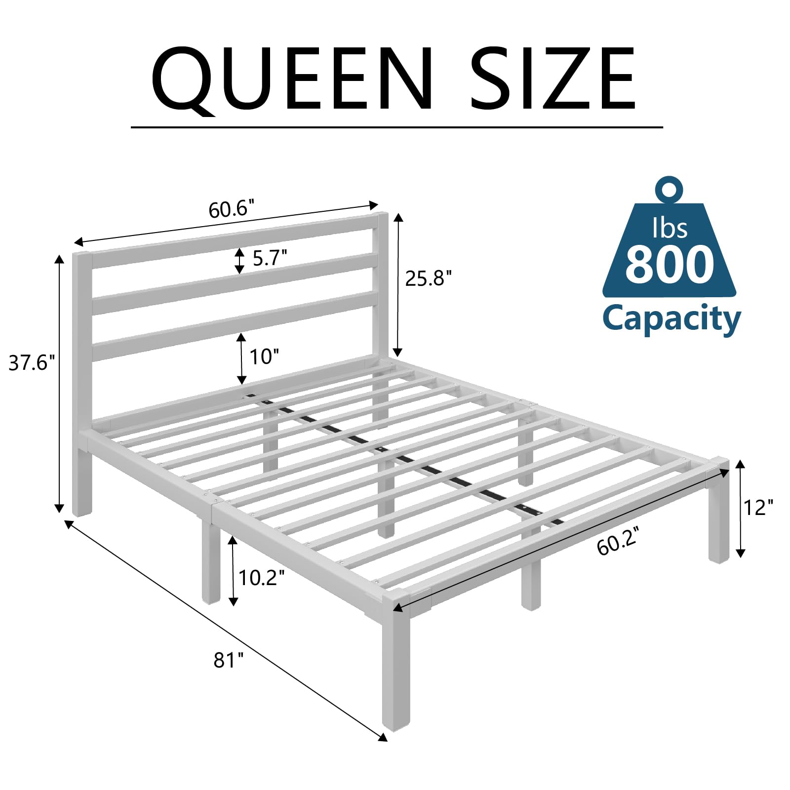 LoVinson Queen Size Bed Frame, Heavy Duty Platform Bed Frame with Strong Metal Foundation,Under Bed Storage,Mattress Foundation,No Box Spring Required,Easy Assembly, Black