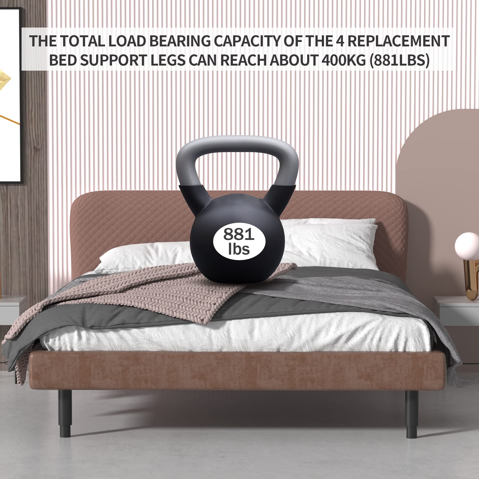 Dikeo 4 Pcs Adjustable Metal Bed Frame Support Leg, Bed Support Legs 7.08" - 13", Bed Support Legs for Wood Slats, Bed Replacement Legs, Adjustable Bed Legs Replacement 881Ibs/400kg
