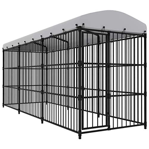 loibinfen Dog Kennel Outdoor Dog House with Roof Waterproof Cover for Medium to Small Dog Outside, Dog Kennel Pet Crate Cage Playpen Dog Run 177.2"x59.1"x82.7"