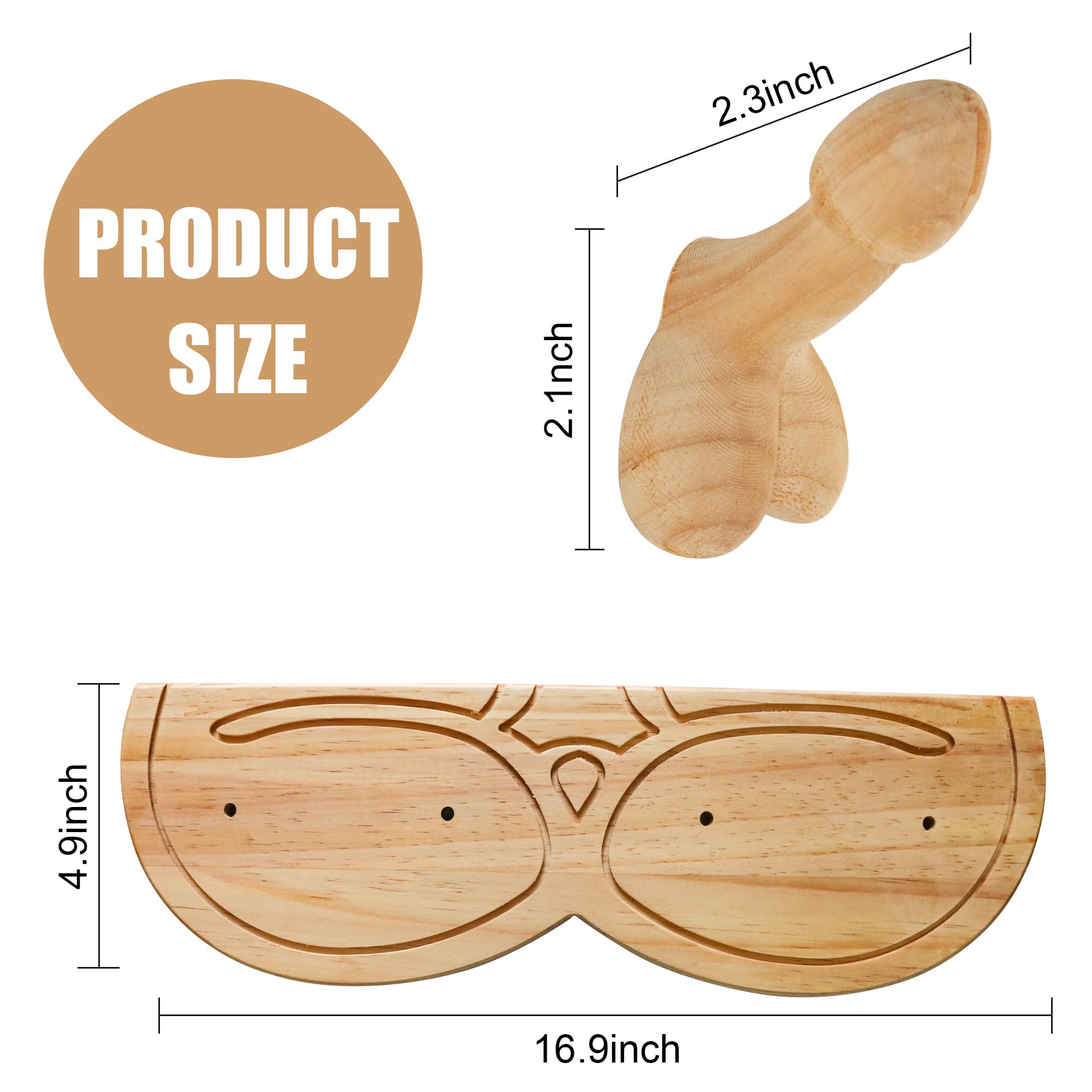 Leyanny Wooden Wall Hooks for Hanging, 4 Pack Creative Mounted Hangers for Hats, Umbrella, Coat, Clothes, Creative Christmas Gifts for Men