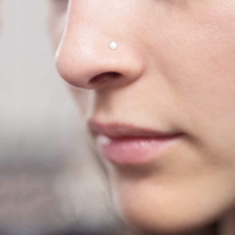 D.Bella 18g Clear Nose Ring Retainer Bioflex L Shape Nose Rings Studs Piercing Jewelry Flat Top