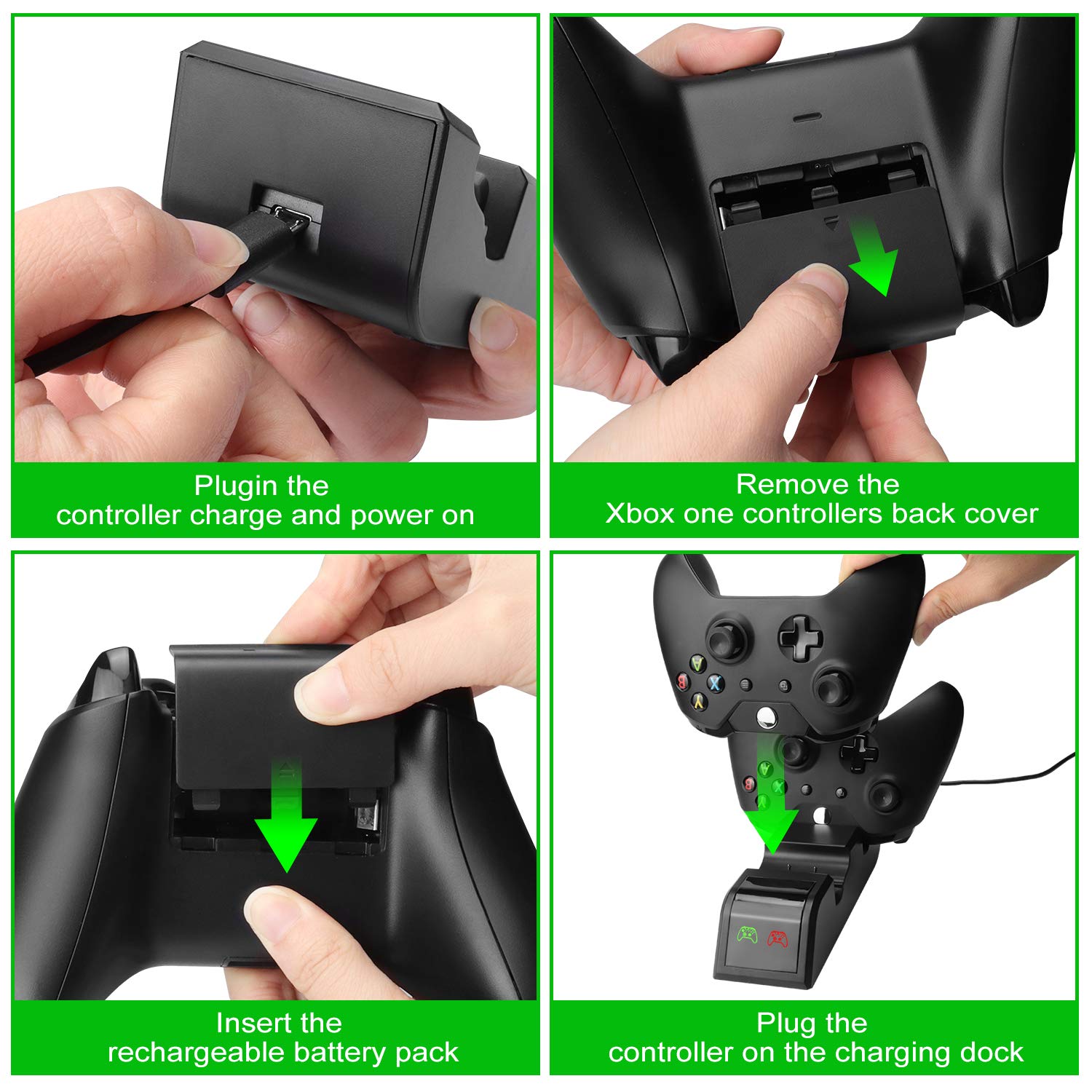 Controller Charger, FUXINYA Dual Controller Charger Station, Compatible with Xbox One/One X/One S Controller, Charger Stand, with 3 x 1200 mAh Rechargeable Battery Pack & Charging Dock