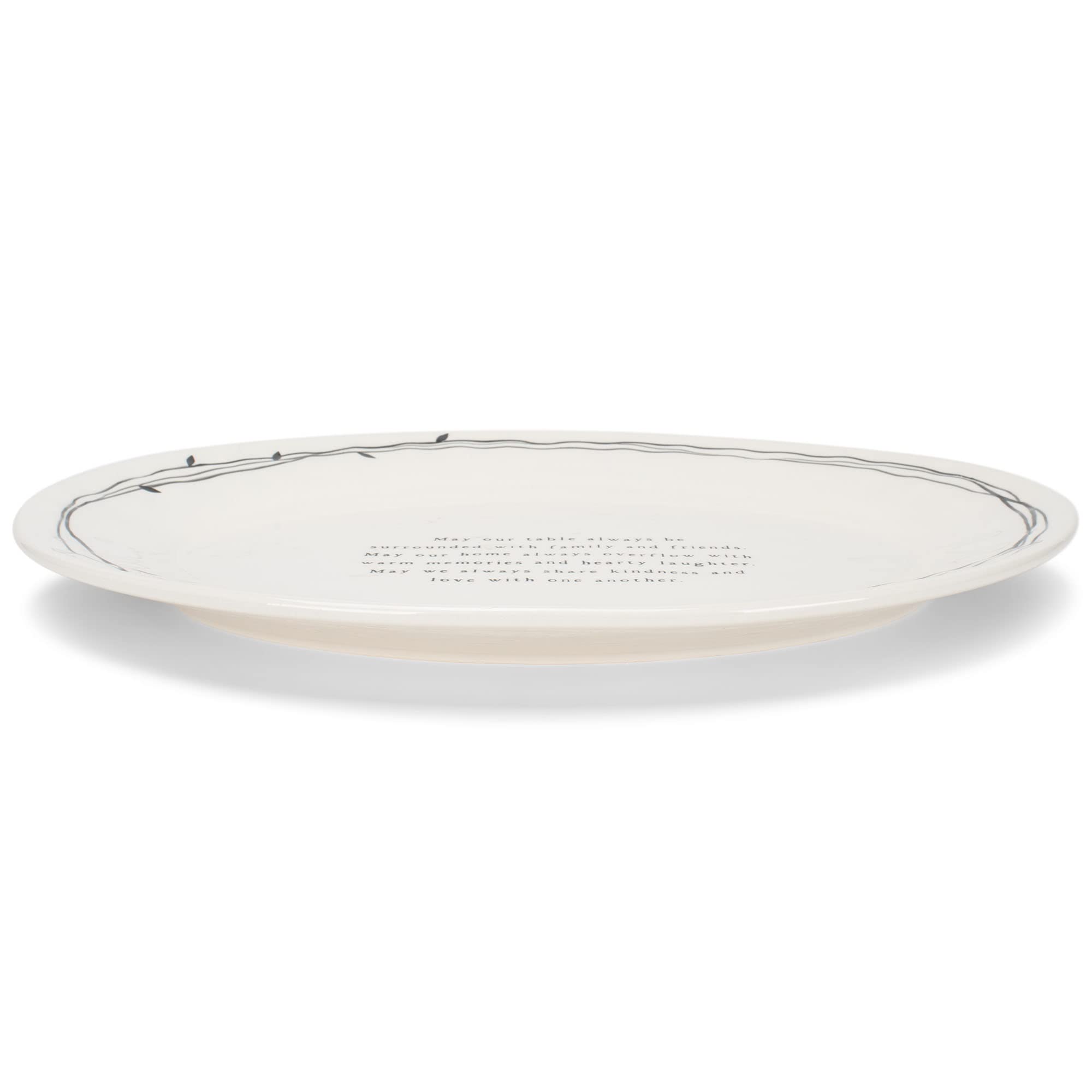 DEMDACO Family Blessings Black and White 17 x 13 Glossy Ceramic Stoneware Platter