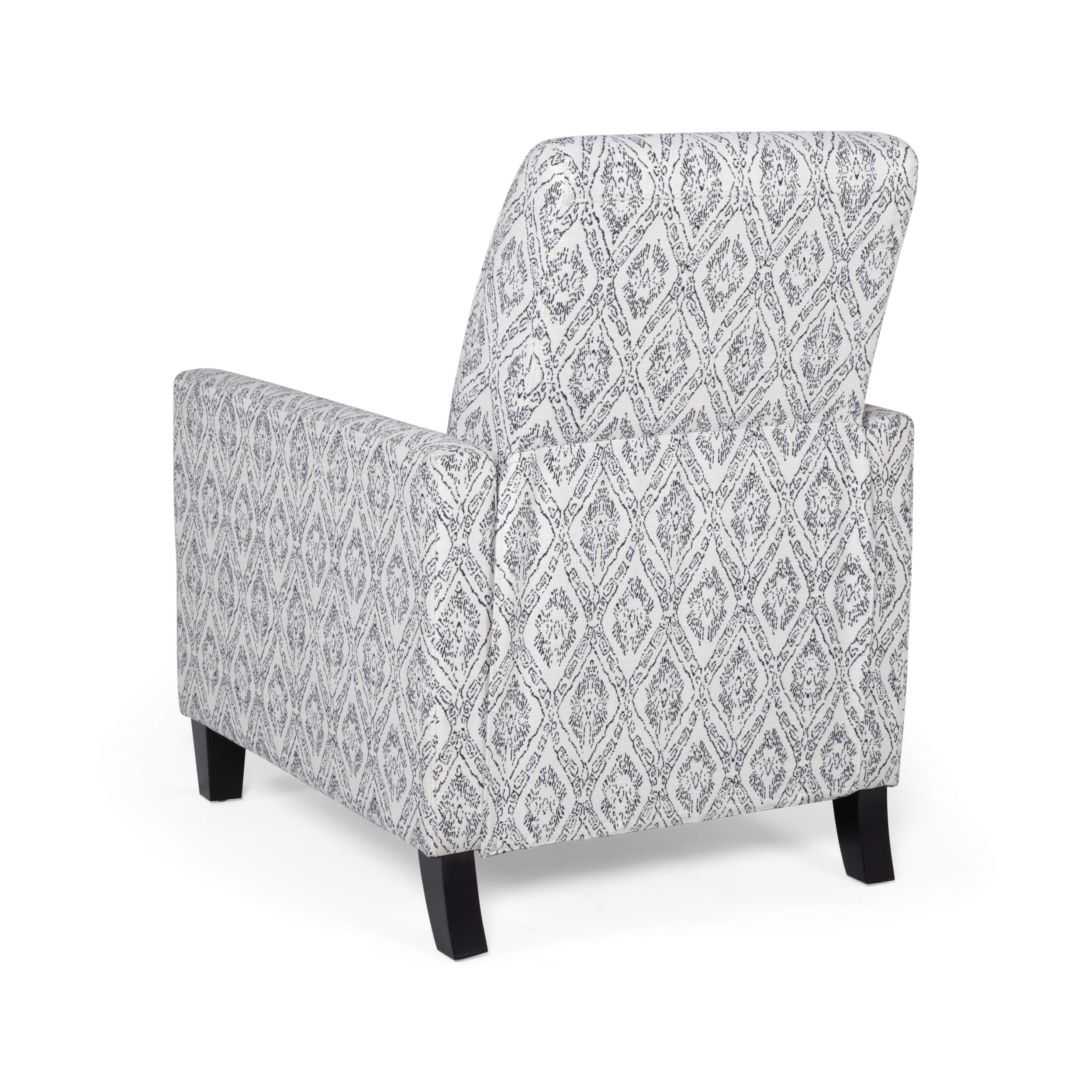 Christopher Knight Home Madeline Fabric Upholstered Push Back Recliner, Black Print, Espresso