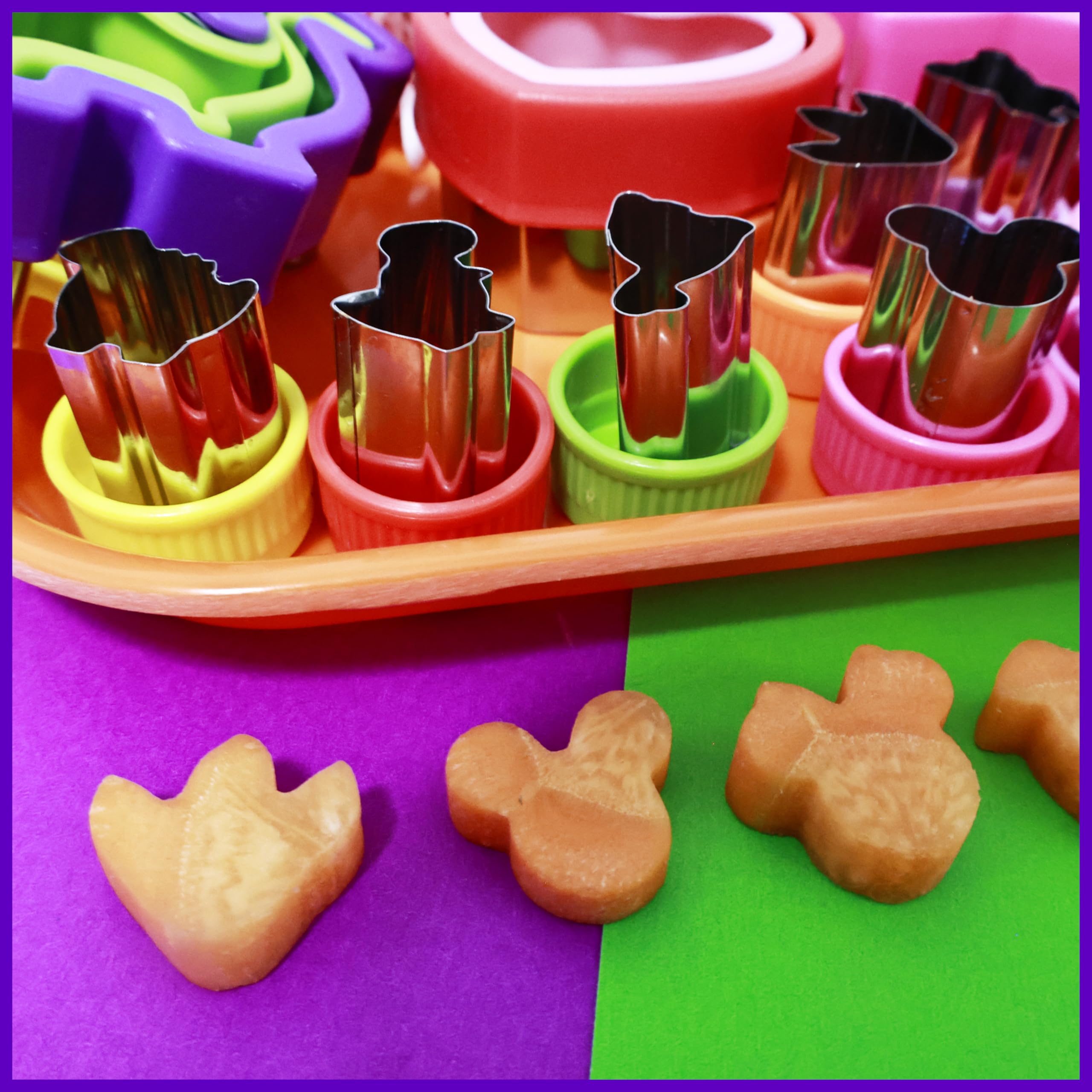 GELIFATLE Sandwich Cutter and Sealer Set, 3 Pcs 3 Inch Bread Sandwich Decruster Pancake Maker DIY Cookie Cutters for Kids Lunch Box -with 8 Pcs Fruit Vegetable Cutter Shapes Set