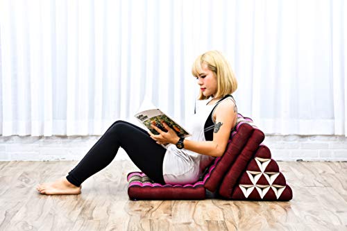 Leewadee 3-Fold Mat with Triangle Cushion β Comfortable TV Pillow, Foldable Mattress with Cushion Made of Eco-Friendly Kapok, 67 x 21 inches, Auburn Pink