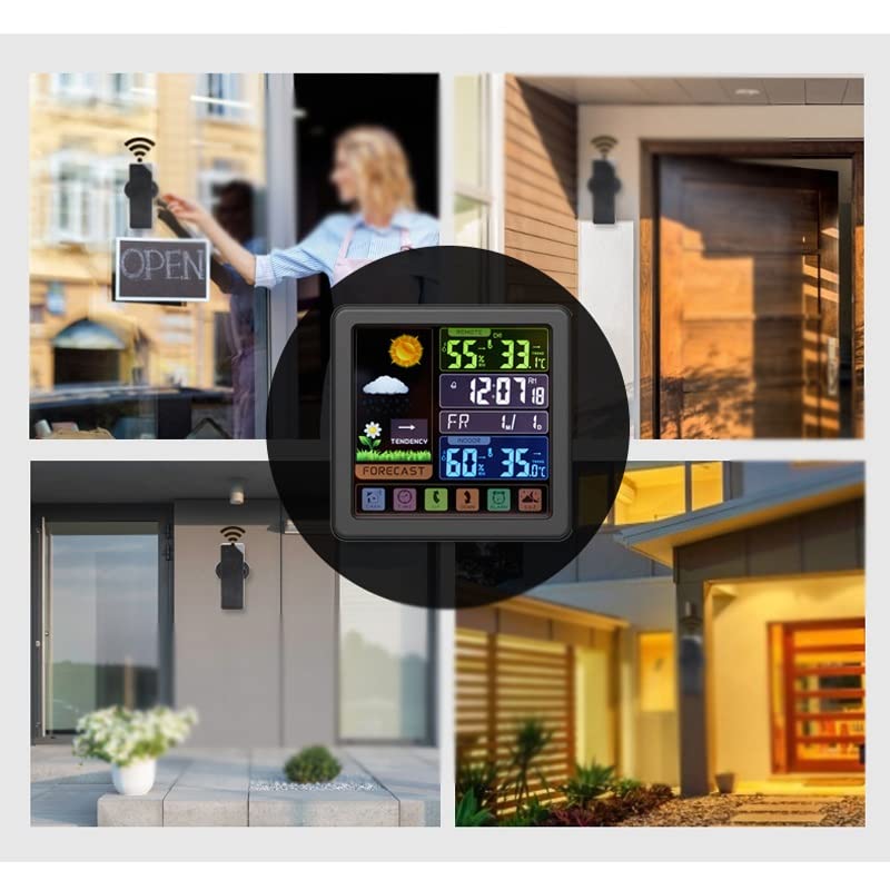 LNYHLXS Multifunctional Touch Screen Key Weather Clock Color Screen Indoor and Outdoor Hygrograph(E)