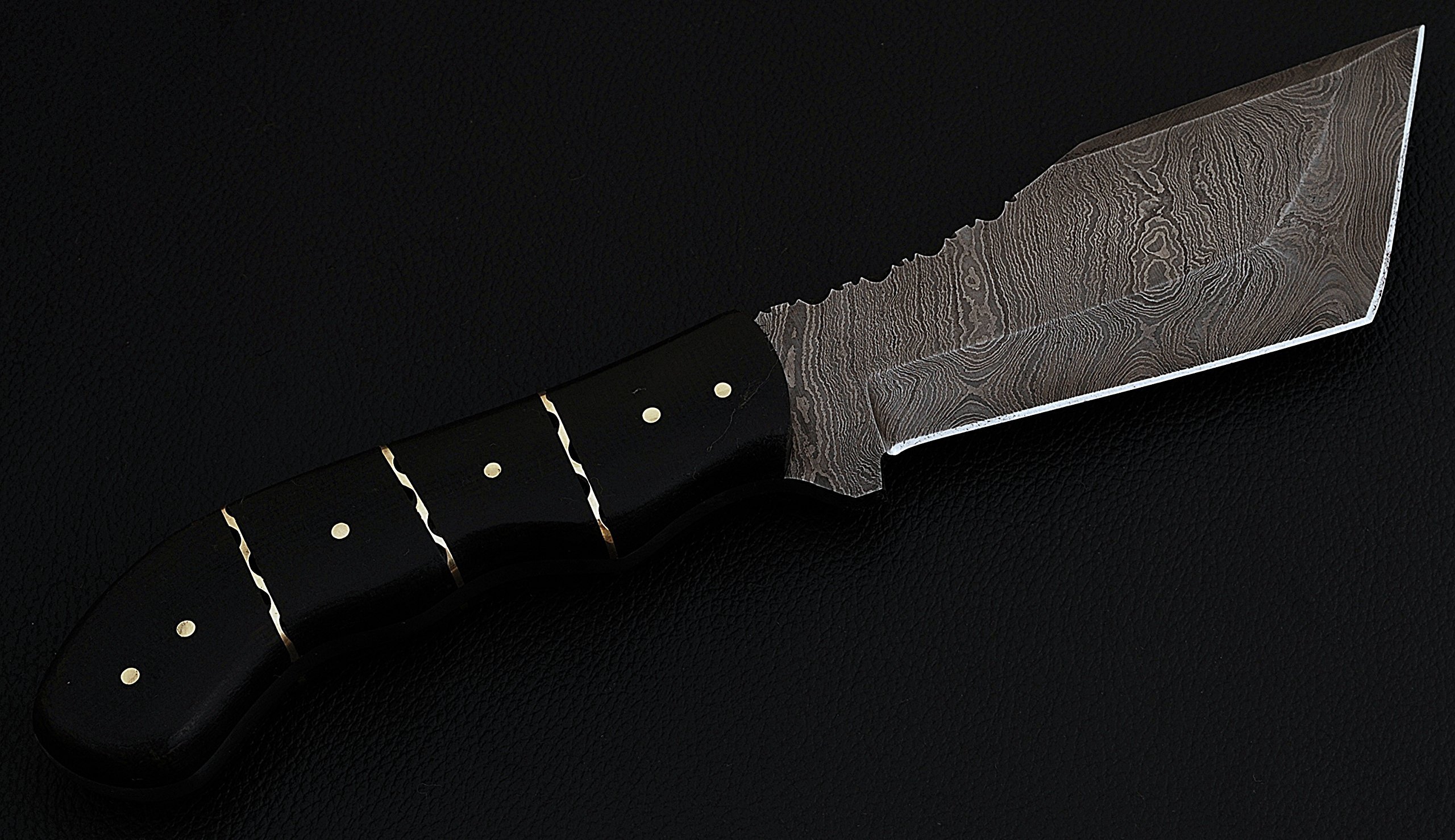 Damascus Hunting Fixed Blade Tracker Knife – 10.5” EDC Custom Handmade Knives, Bushcraft Outdoor Camping Survival Chef Knife, Bowie Knife, Micarta Handle with Leather Sheath