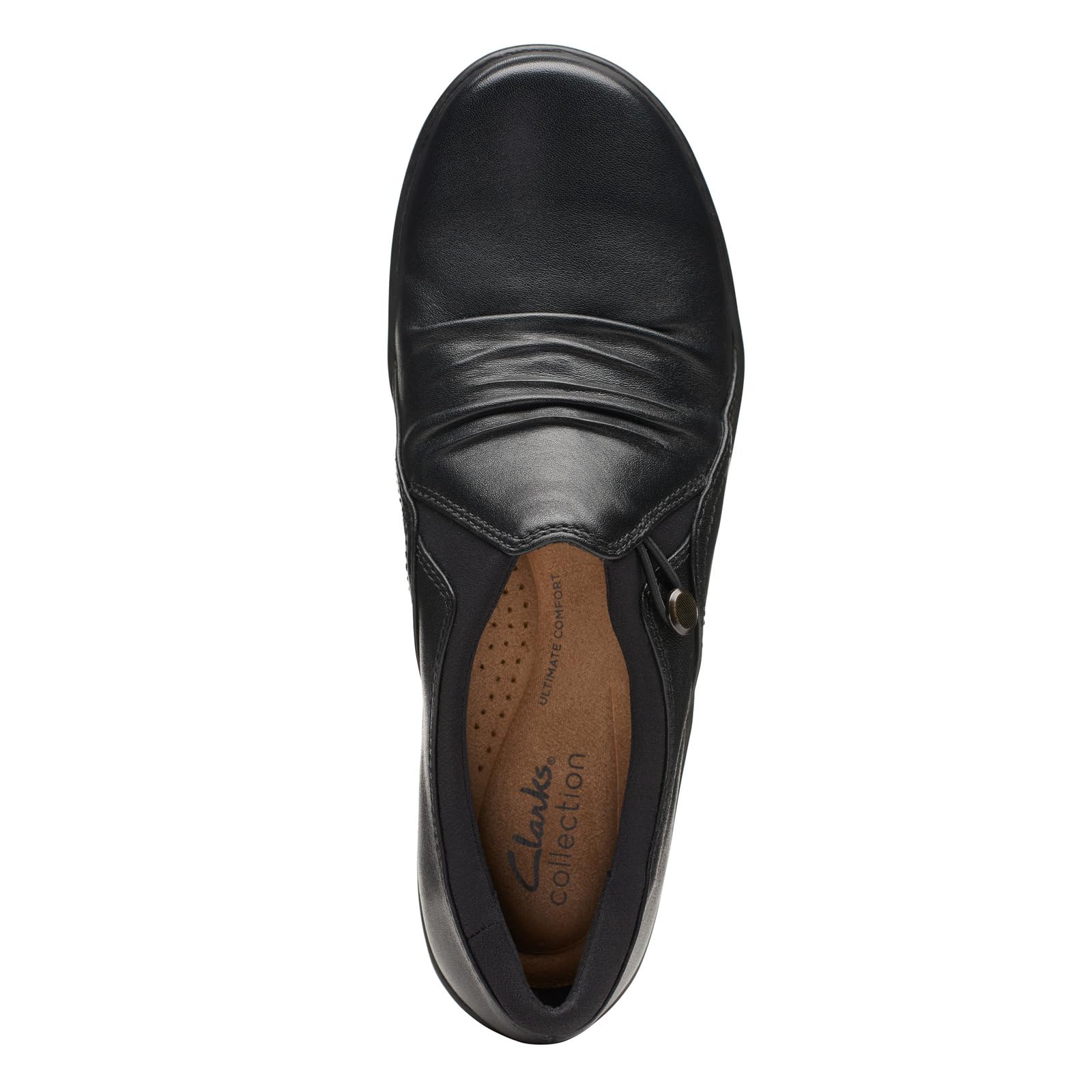 Clarks Women's Cora Dusk Loafer, Black Leather, 9 Wide