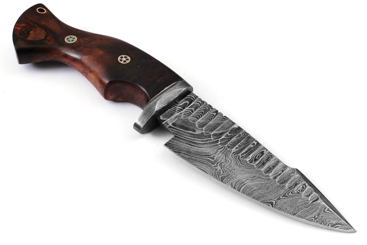 Damascus knife Handmade 10 INCH Hunting knife with Sheath Fixed blade Damascus Steel knife for men Non-Slip Walnut wood Handle (10702)