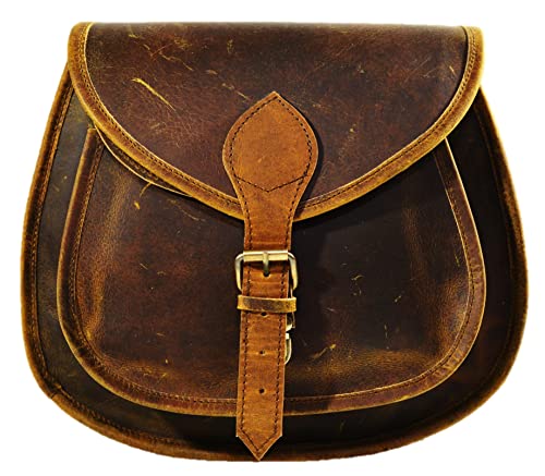 Satchel And Fable Handmade Women Leather Vintage Brown Cross Body Shoulder Bag (Small, Brown)
