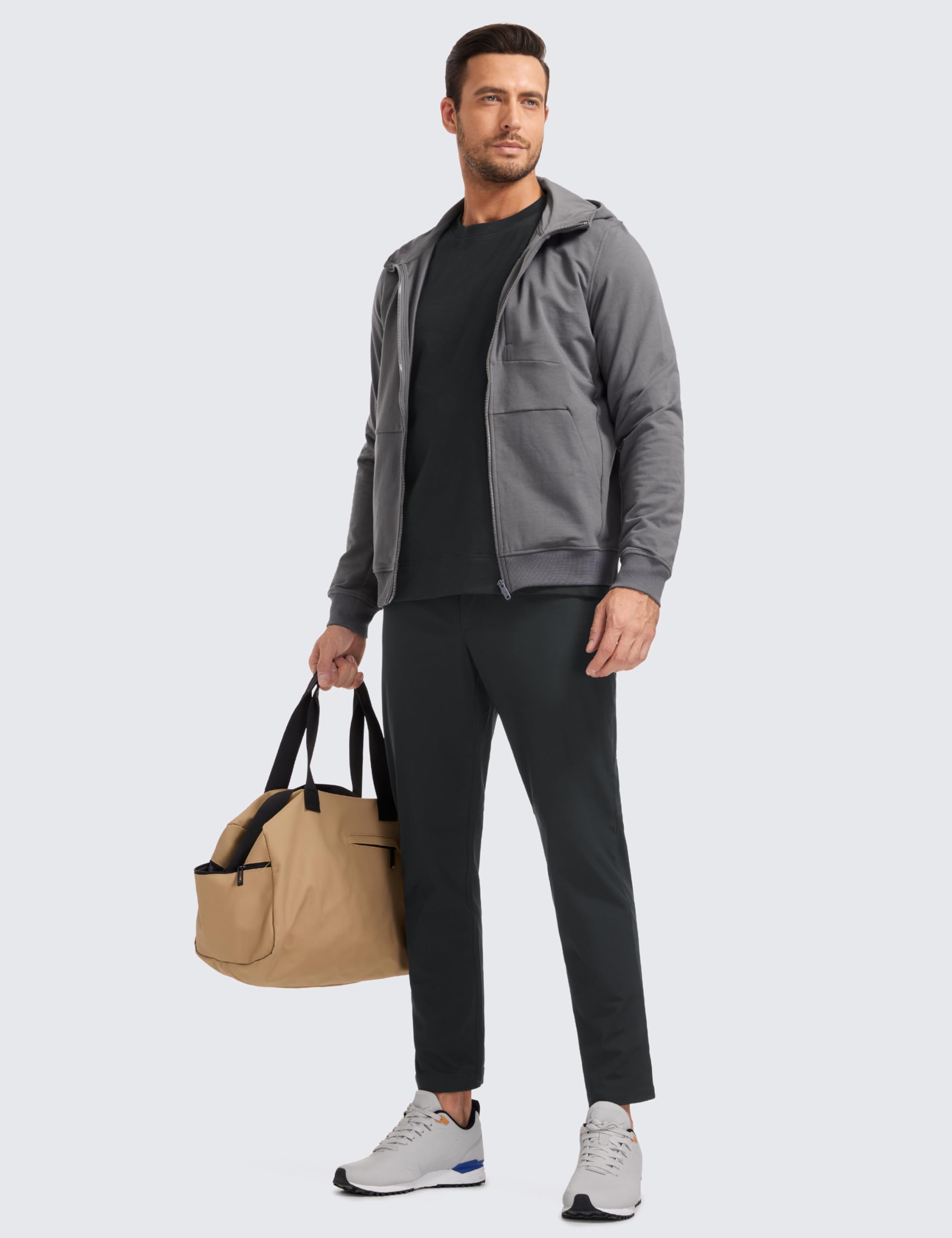 CRZ YOGA Men's All Day Comfy Golf Pants with 5-pocket - 34'' Quick Dry Lightweight Casual Work Stretch Pants Black 38W x 34L