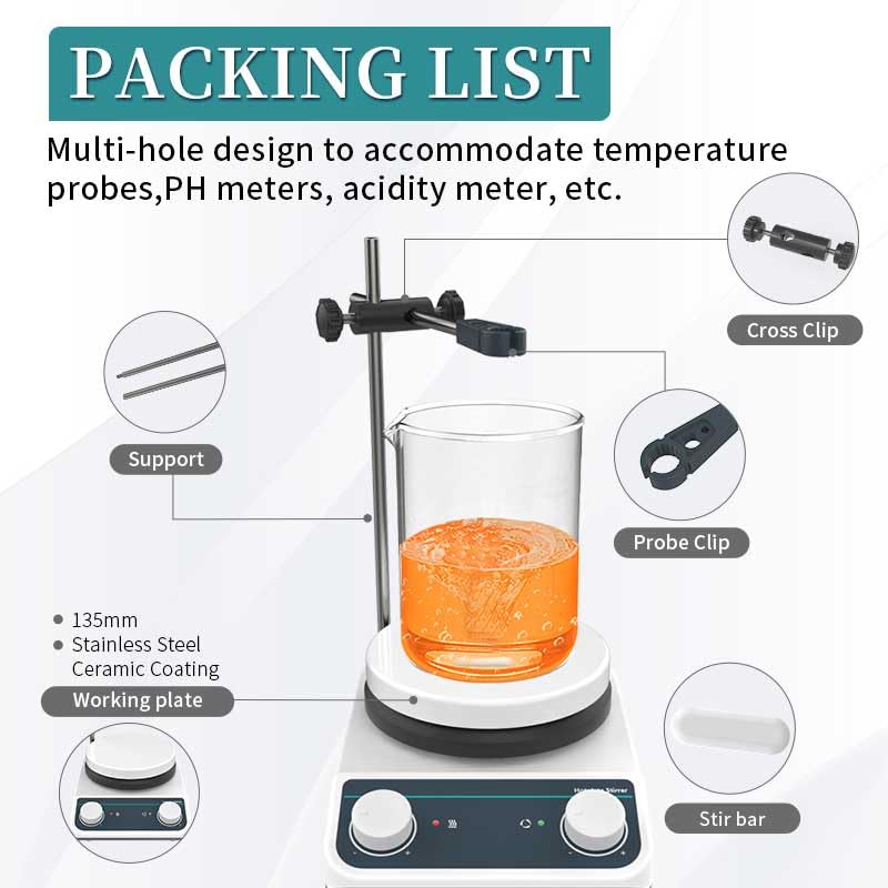 Lab 260℃/ 500℉ Magnetic Stirrer Hot Plate 3L Magnetic Mixer 5in Hotplate Knob Control 50-1500RPM | Support Stand,Stir Bar Included(Non Digital)
