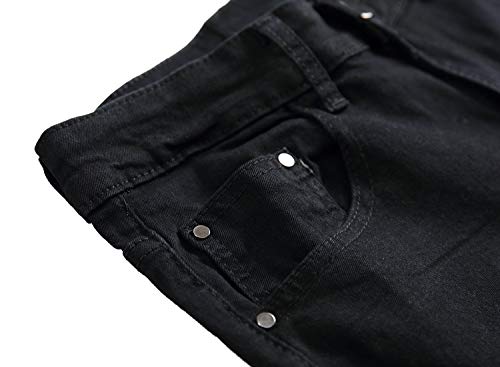 Men's Ripped Skinny Stretch Distressed Destroyed Slim Jeans Denim Pants Black 32
