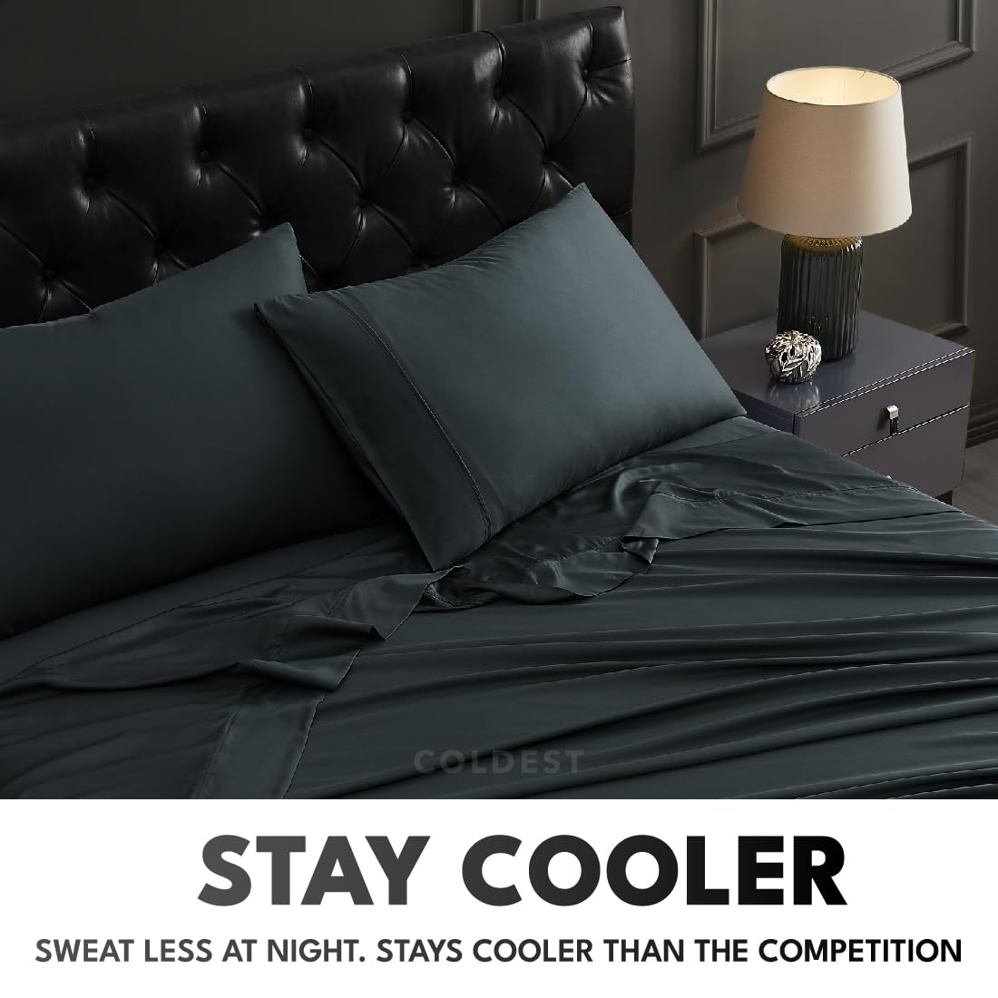 Coldest 100% Organic Viscose Derived from Bamboo Sheets, Luxury Ultra Soft & Cooling, Deep Pocket, Double Stitching - Ideal for Hot Sleepers - Queen Size 5 Pieces Set