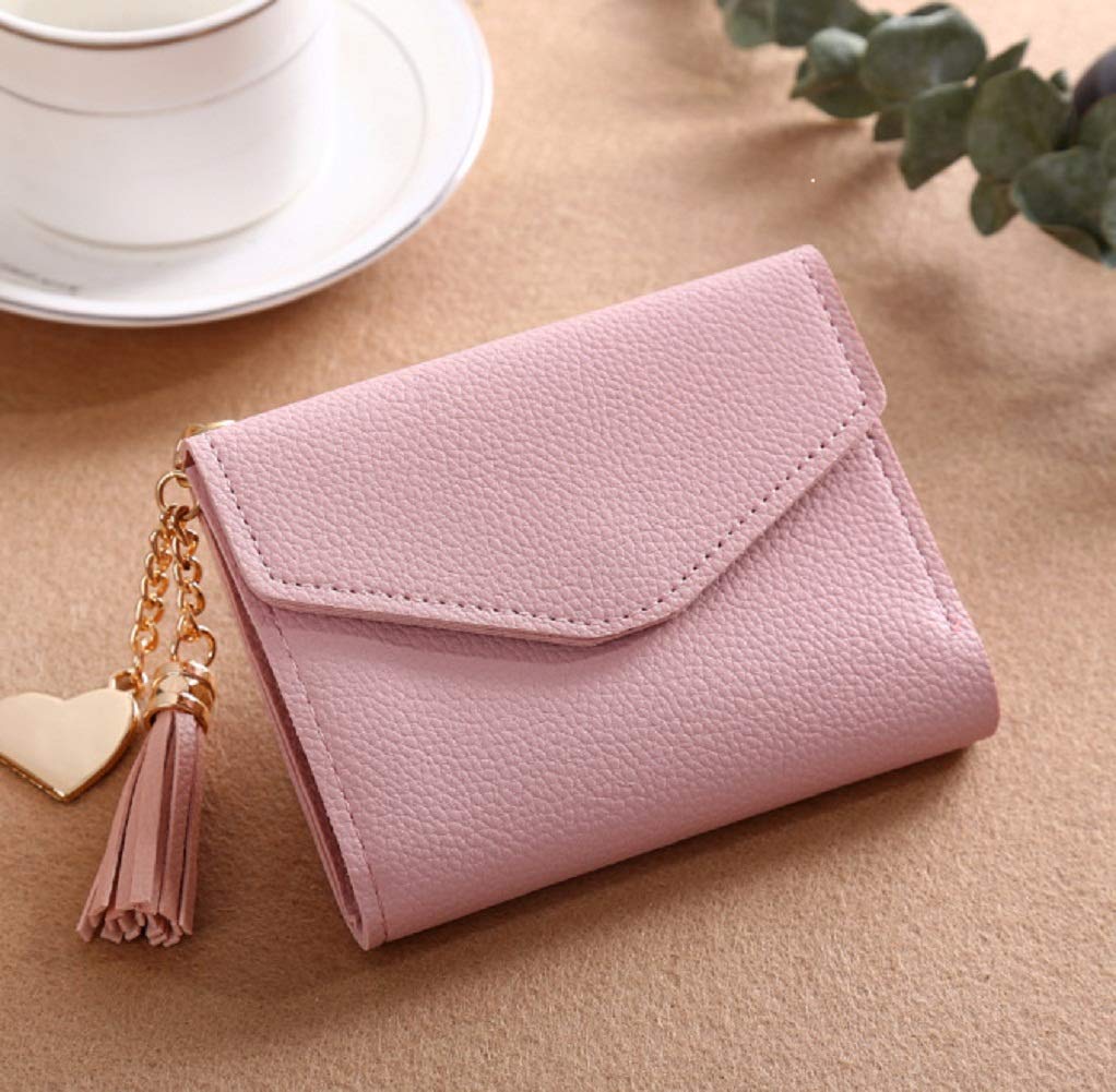 Small Leather Wallet for Women Girls Credit Card Holder Purse Pink
