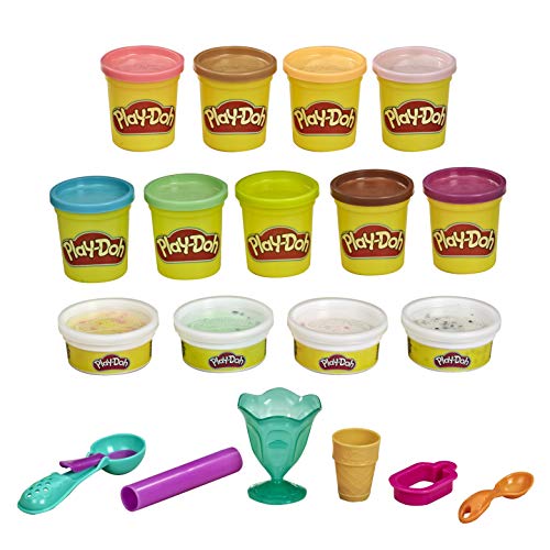 Play-Doh Bulk Ice Cream Theme 13-Pack of Non-Toxic Modeling Compound with Color Burst Plus 6 Tools (Amazon Exclusive)