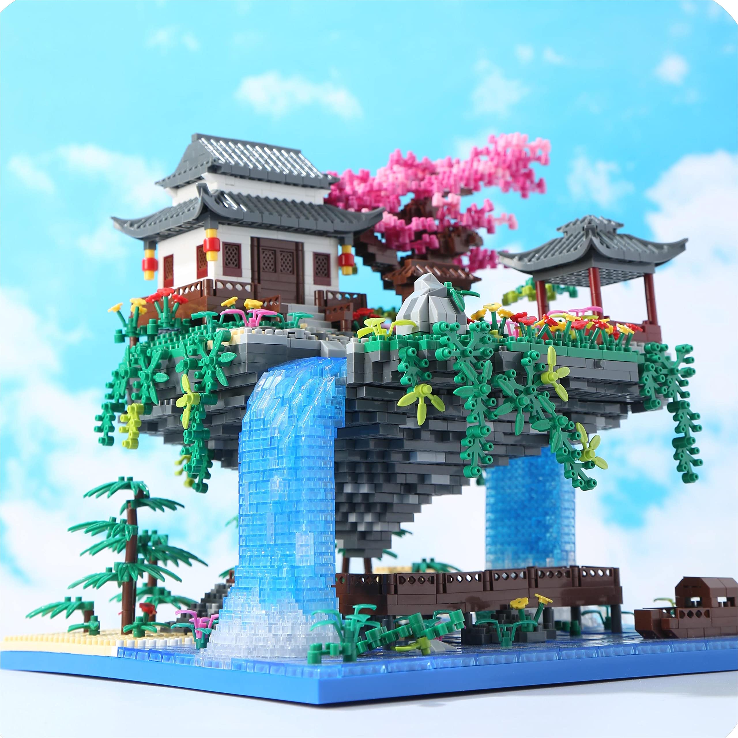 Cherry Blossom Tree Building Set with Gift Box, Original Music Cherry Blossom Tree House(type :symphony), Japanese Sakura Tree House Lights Building Kit(3220 Pcs, Cherry Bonsai Tree Building Set.