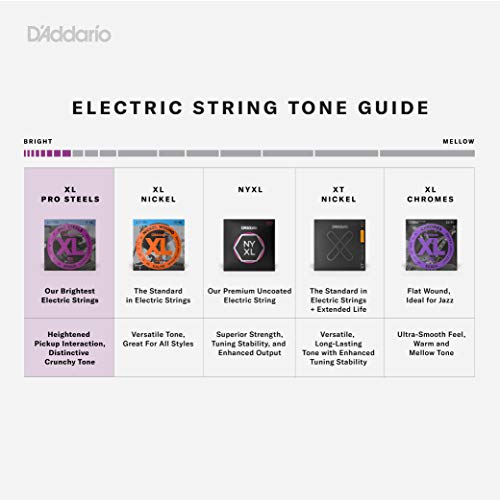 D'Addario Guitar Strings - ProSteels Electric Guitar Strings - Round Wound - Brighter, Crunchier, Increased Sustain - EPS520 - Super Light, 9-42
