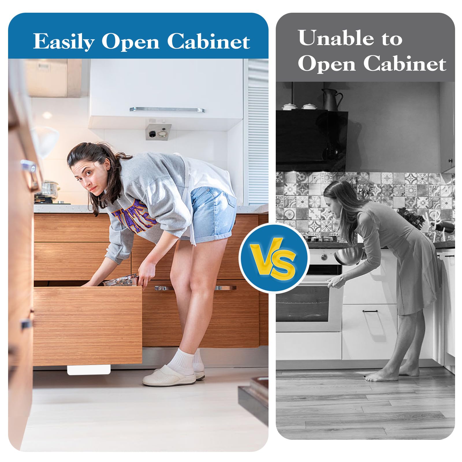 JZHLLA Cabinet Foot Pull Trash Cabinet Handle Trash Drawer Foot Pull for Full Overlay Cabinet Door Hands Free Trash Cabinet Opener for Kitchen, Living Room, Bedroom, Laundry Room (1, White)