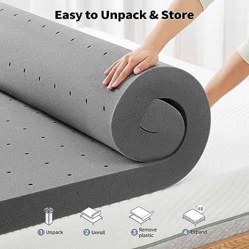 PERLECARE 3 Inch Twin Mattress Topper, Memory Foam Mattress Topper for Cooling Sleep, Bamboo Charcoal Infusion for Odor Absorption, CertiPUR-US Certified