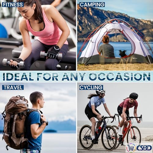 CSBD 24 oz. Bulk Water Bottles, 10 Pack, Made in USA, Blank Plastic Reusable Water Bottles for Gym, Cycling, BPA Free, Plastic Water Bottles Pull Top Cap for Sports, Translucent Red