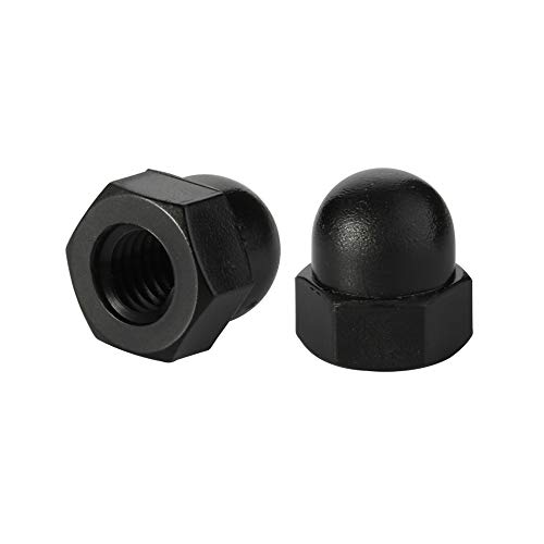 M6-1.00 Acorn Nuts Nylon Hex Cap Nut Inner Threaded Protection Cover, Black, Quantity 25
