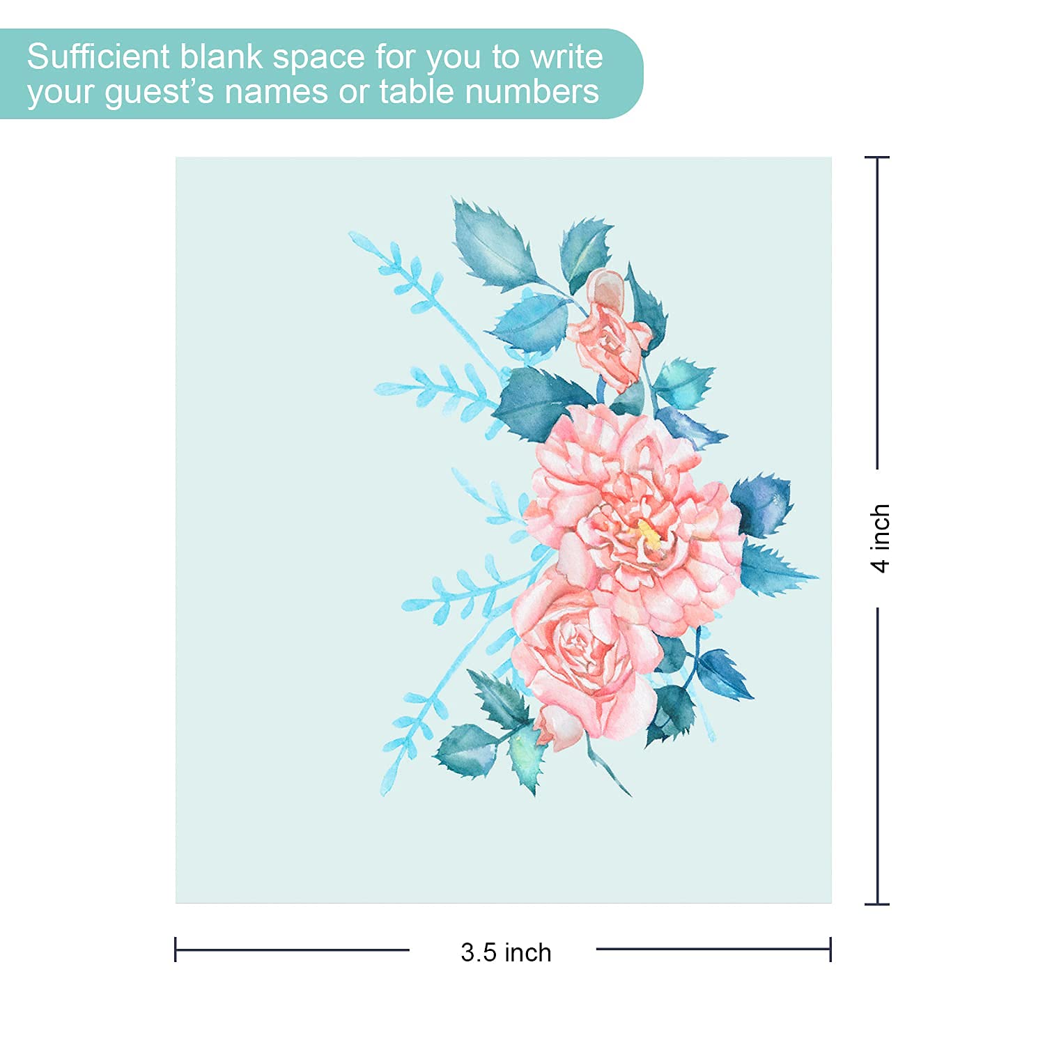 Place Cards for Table Setting, 120 Pack Table Name Tent Cards, Floral Blank Seating Place Cards for Weddings, Food Buffet, Parties, Dinner Table, Christmas, Thanksgiving