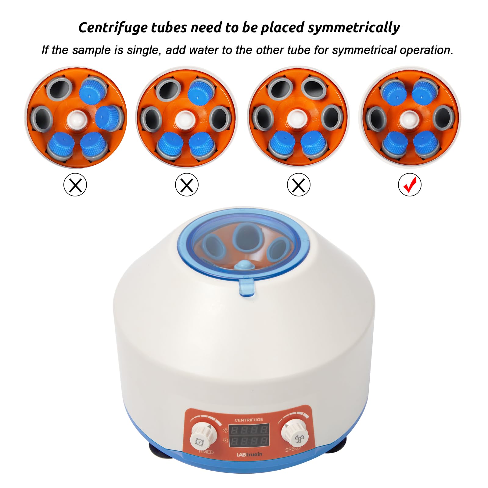 LABTRUEIN Centrifuge Machine, Lab LED Display Digital Betchtop PRP Centrifuges with Timer & Speed Control - Low Speed,4000 RPM, Centrifuge Tubes Capacity 5ML/10ML/15 ML x 6